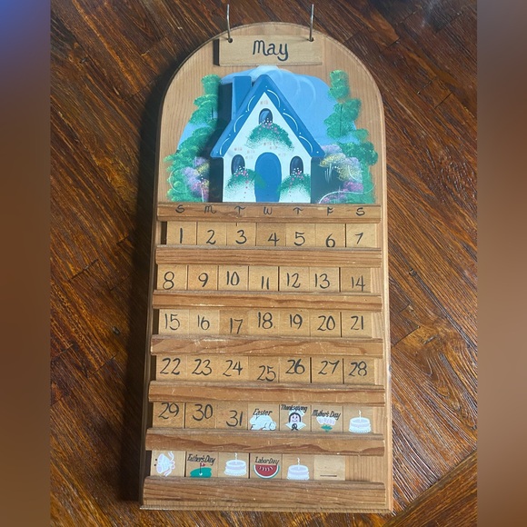 unbranded | Accents | Vintage 986 Perpetual Calendar Folk Art Solid ...